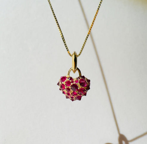 18k Gold Spiked Ruby Heart Charm | Unique Fine Jewelry – Tamsin Rasor